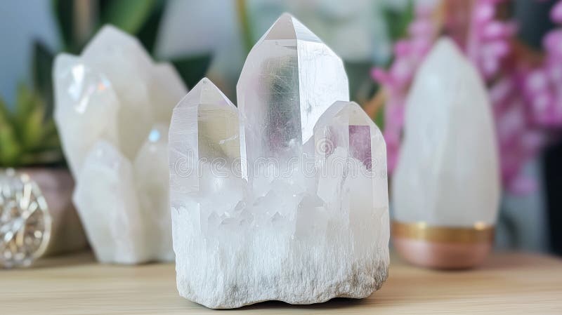 Large Quartz Cluster with Multiple Points Indoors Stock Illustration ...