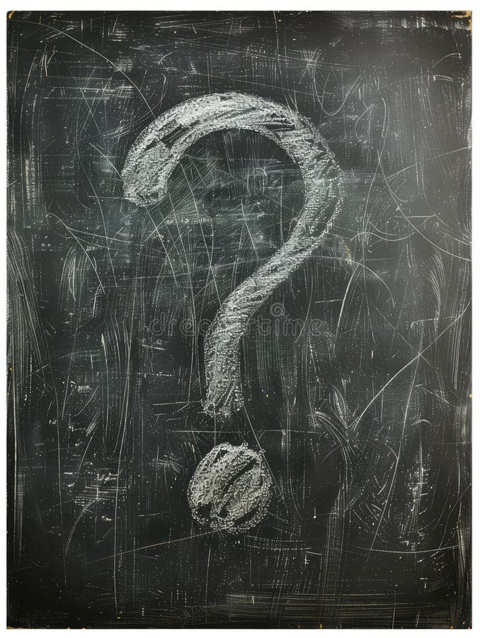 A Large Question Mark Drawn on a Scratched Blackboard. Stock Photo ...