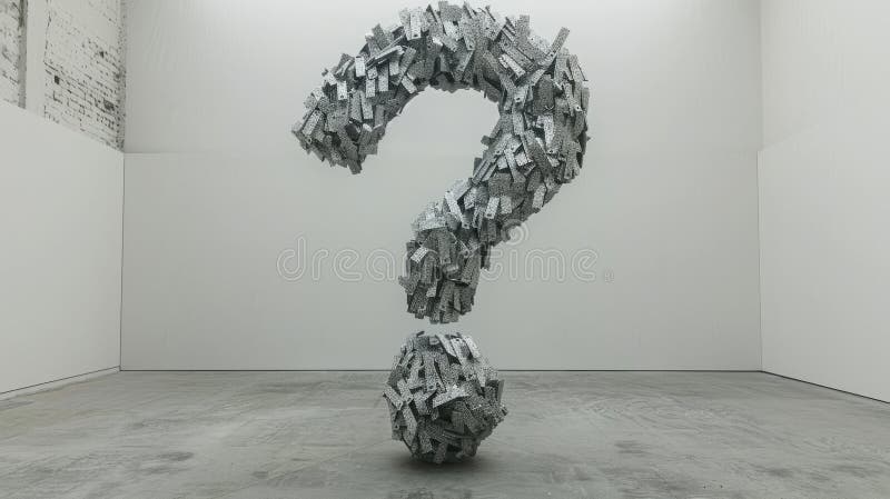 A Large Question Mark Sculpture in an Empty Gallery Space. Stock Photo ...