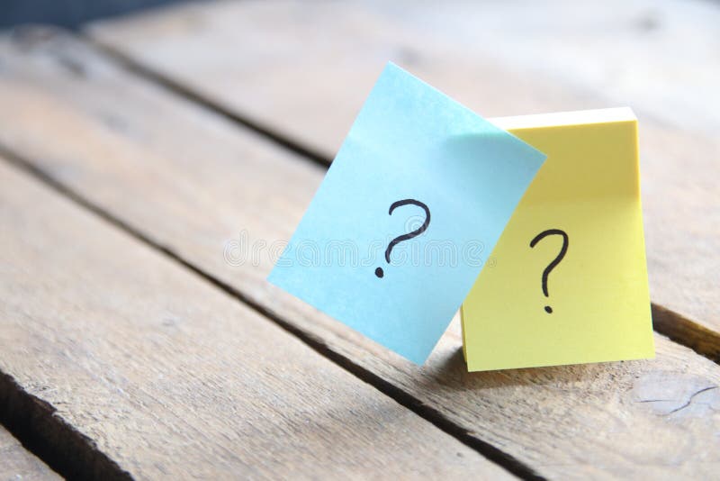 Question Marks on Cards on a Wooden Background Stock Image - Image of ...