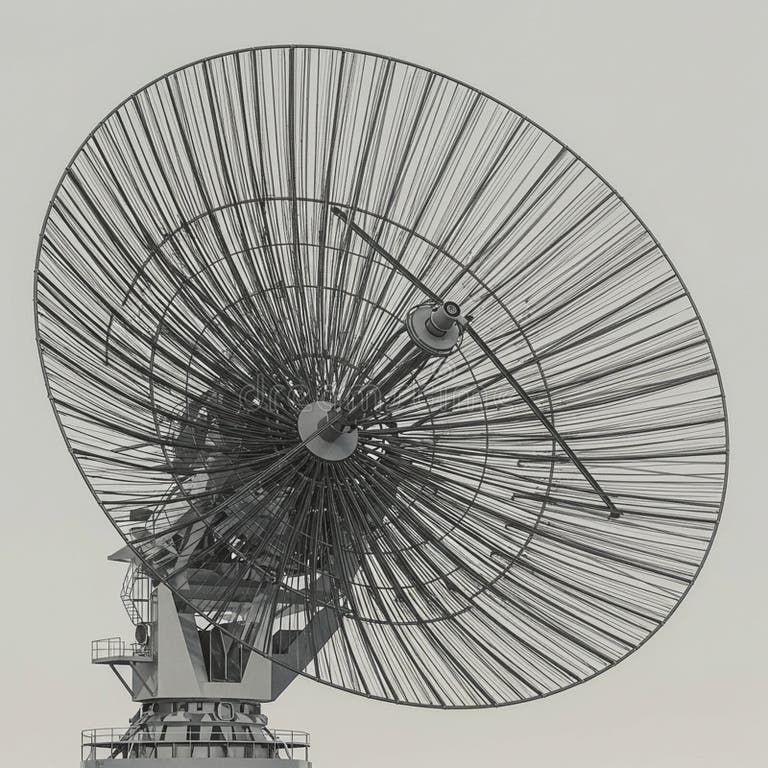 Large Radar Dish Featuring a Complex Array of Intersecting Metal Rods ...