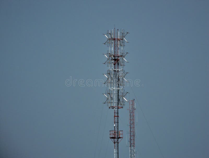 Large Radio Transmission Towers Stock Image - Image of cell, television ...
