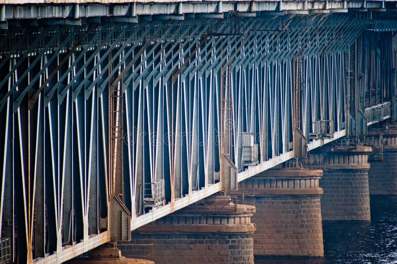 Large Railway Bridge with Concrete Supports Over the River Stock Image ...