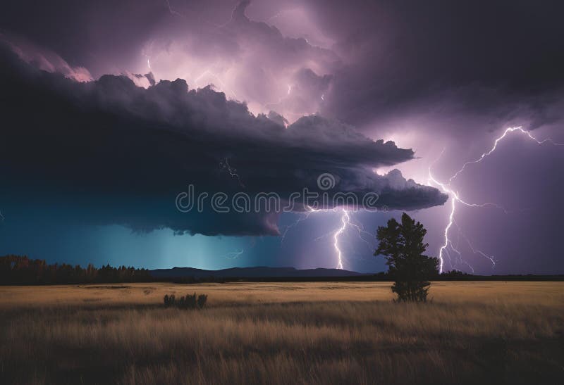 Large Rain Clouds with Frequent Lightning Strikes in the Sky. Stock ...
