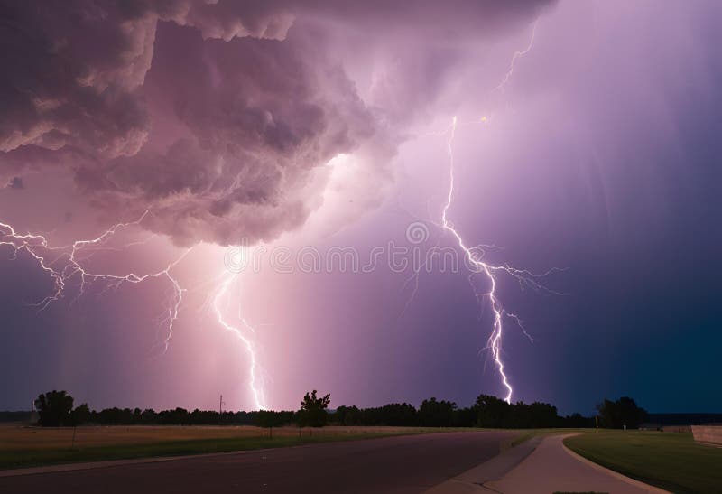 Large Rain Clouds with Frequent Lightning Strikes in the Sky. Stock ...