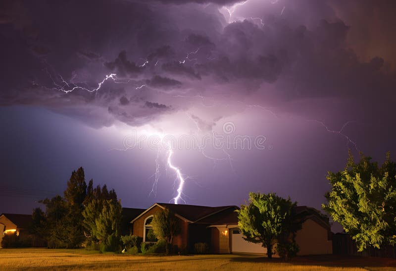 Large Rain Clouds with Frequent Lightning Strikes in the Sky. Stock ...