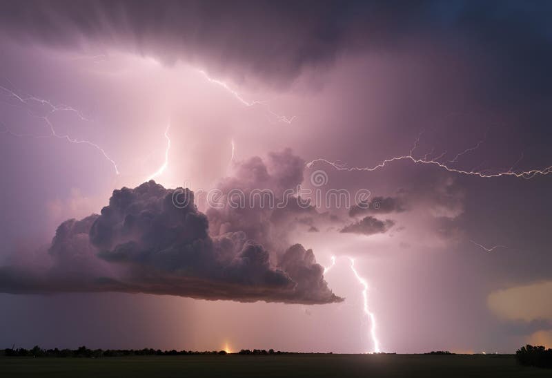 Large Rain Clouds with Frequent Lightning Strikes in the Sky. Stock ...