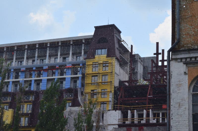 Large Rain Drops on the Background of Construction Stock Image - Image ...