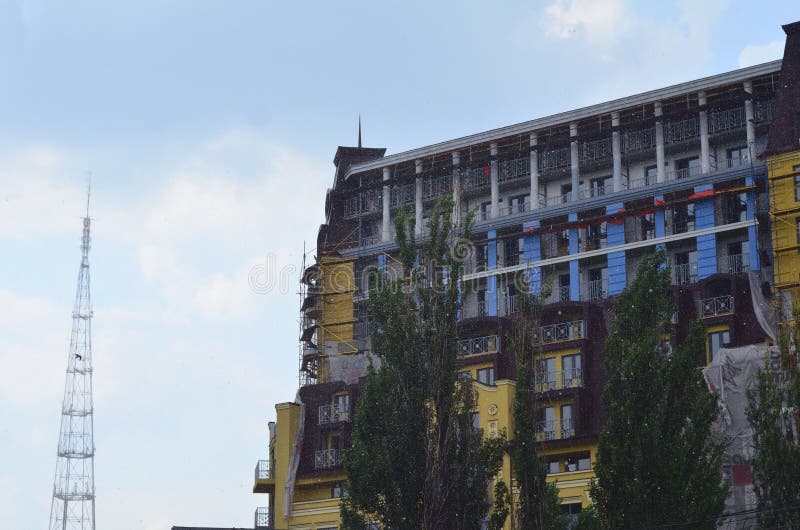 Large Rain Drops on the Background of Building Stock Image - Image of ...