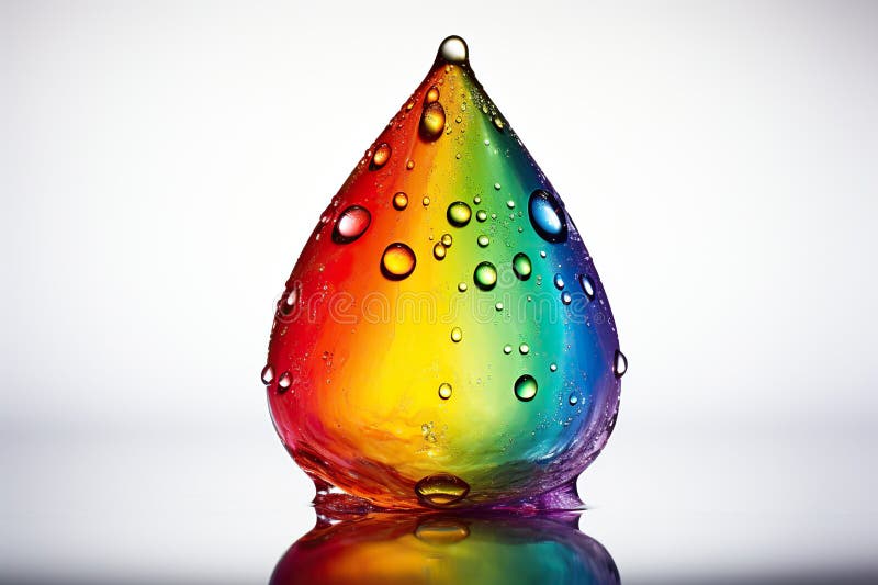 Large Rainbow Drop of Liquid on a White Background. Generated by ...