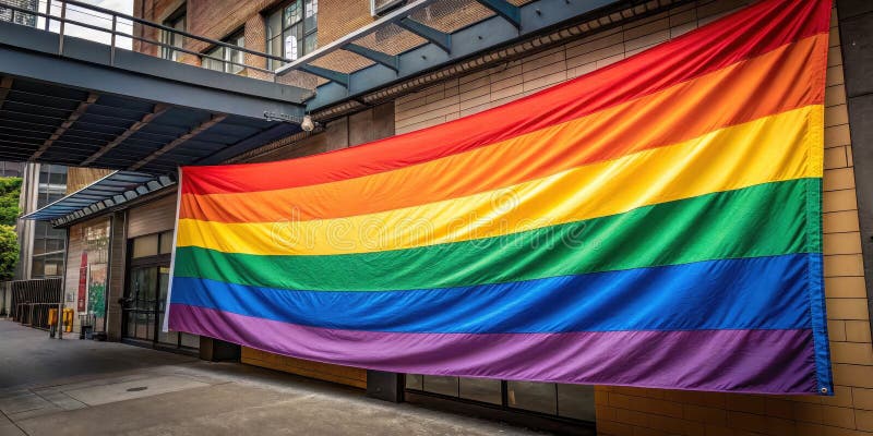 Large Rainbow Pride Flag Displayed on an Urban Building for Lgbtq+ ...