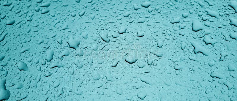 Large Raindrops Fall on the Blue Hood of the Car Stock Photo - Image of ...