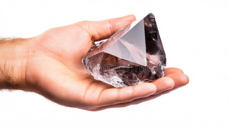 Large Raw Crystal Held by a Hand with Visible Sharp Edges Isolated on ...