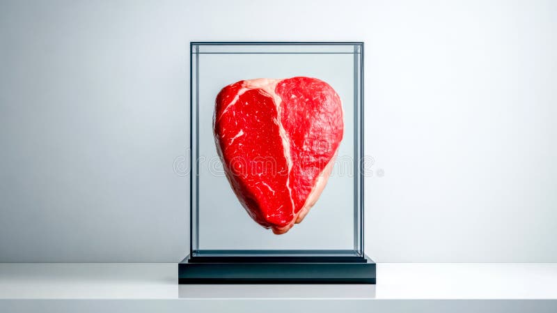 Raw Steak Displayed in Refrigerated Glass Case, Preserving Freshness ...