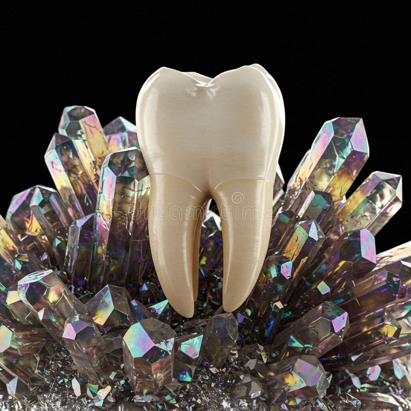 A Large, Realistic Tooth is Surrounded by an Array of Iridescent ...