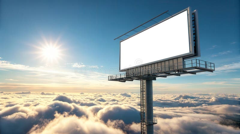 A Large, Rectangular Billboard Stands High Above the Clouds, Featuring ...