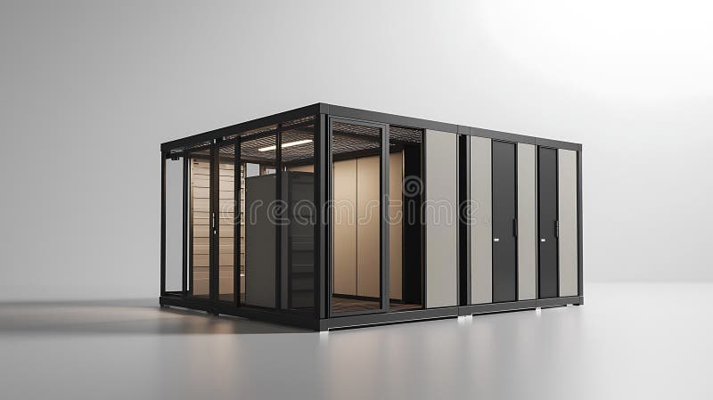 A Large, Rectangular Building with a Glass Front Stock Photo - Image of ...