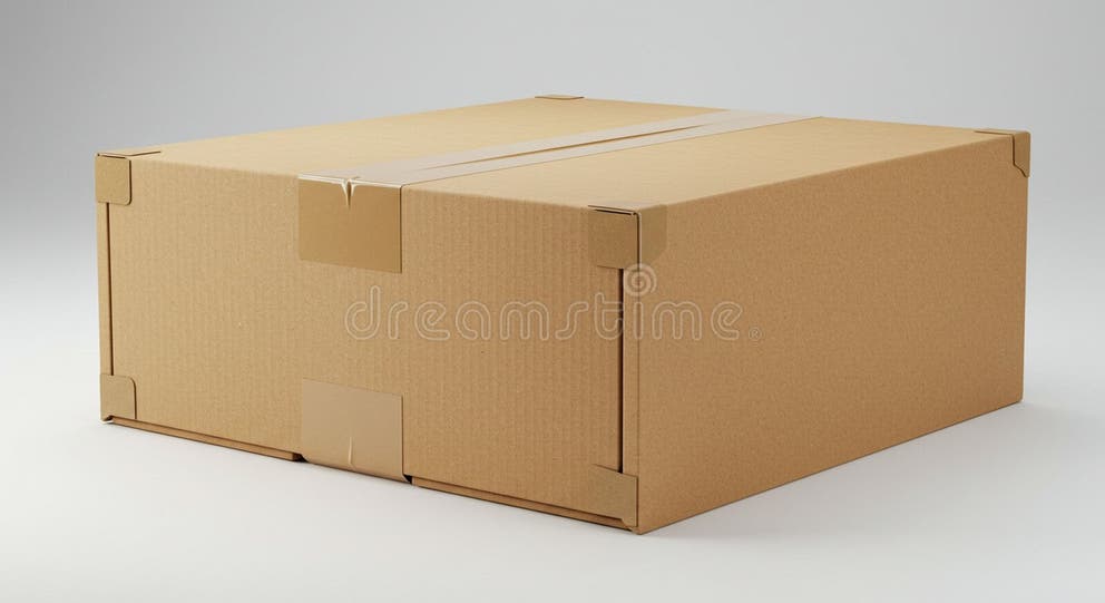 A Large, Rectangular Cardboard Box Sealed with Clear Packing Tape. it ...
