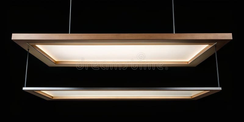Large Rectangular Ceiling Lamp on Black Background Generative by AI ...
