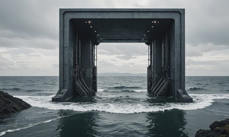 Large, Rectangular Concrete Structure with Curved Archway Stands in the ...