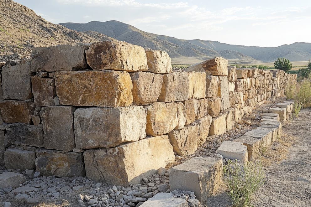 Large Rectangular Landscape Boulders Stacked To Form a Retaining Wall ...