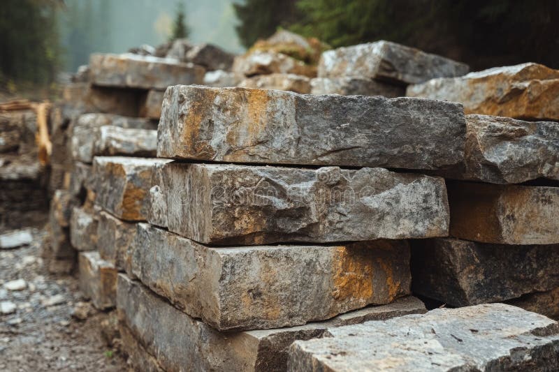 Large Rectangular Landscape Boulders Stacked To Form a Retaining Wall ...