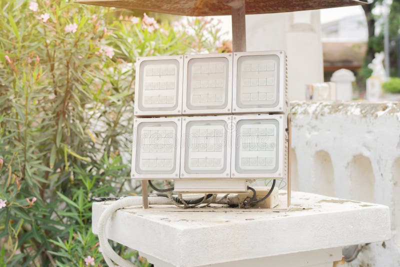 A Large Rectangular LED Floodlight Setting Under the Roof at Park of a ...