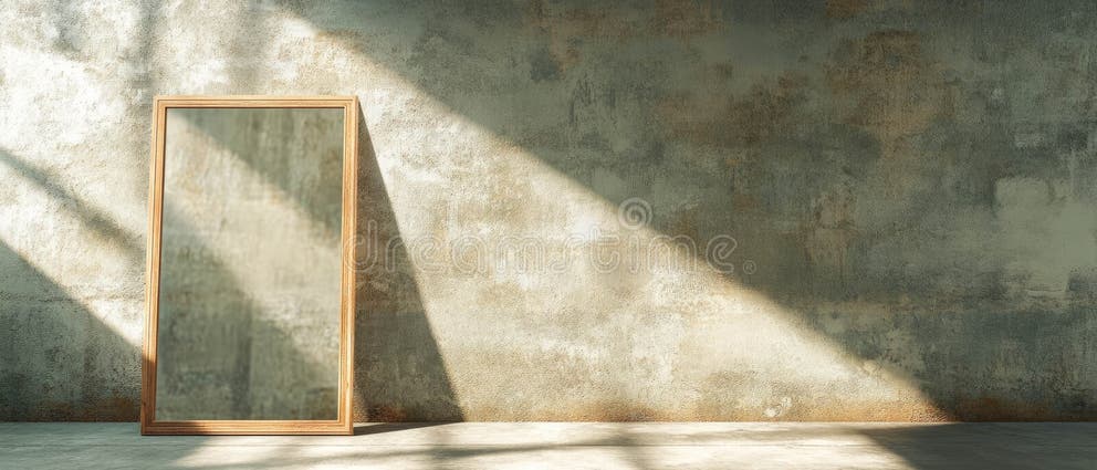 Large Rectangular Mirror with a Wooden Frame Reflects Natural Light in ...