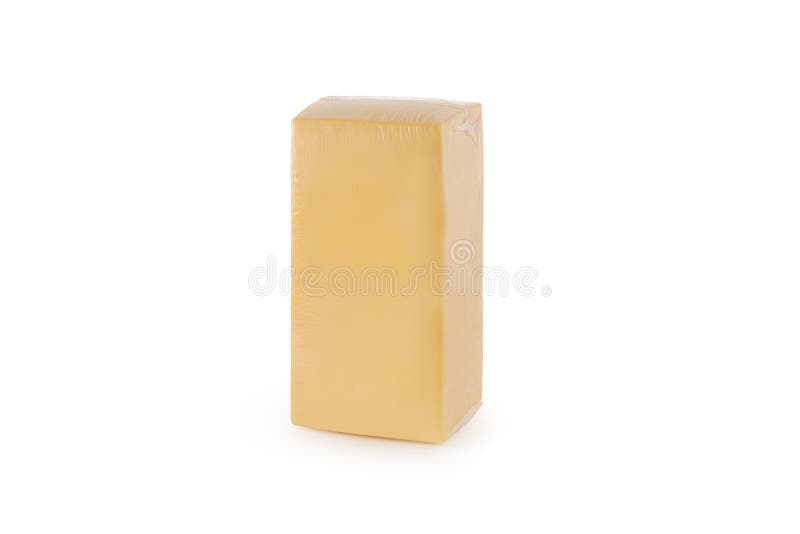 Large Rectangular Piece of Cheese on White Background Isolated Stock ...