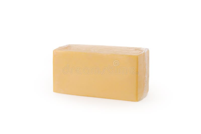 Large Rectangular Piece of Cheese on White Background Isolated Stock ...