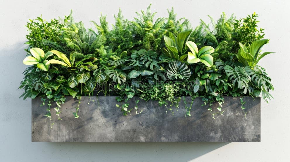 A Large Rectangular Planter with a Geometric Grid Pattern Overflowing ...