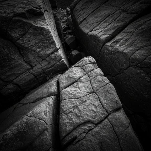 Large, Rectangular Rocks with Pronounced Cracks and Textured Surfaces ...