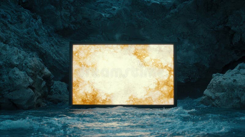 A Large, Rectangular Screen is Embedded in a Rocky Riverbed, Casting a ...