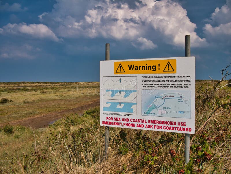 A Large Rectangular Sign on the North Norfolk Coast Path Warns the ...