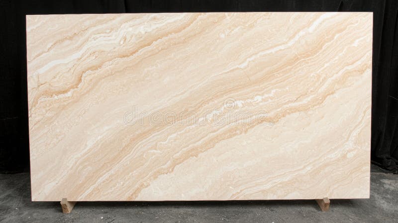 A Large Rectangular Slab of Marble with a Light Beige Color and White ...