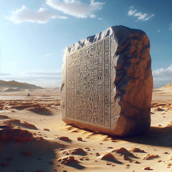 A Large, Rectangular Stone Slab with Ancient Egyptian Hieroglyphs ...