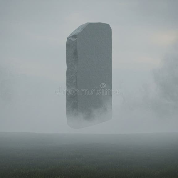 A Large, Rectangular Stone Slab Hovers Mysteriously Above a Misty ...