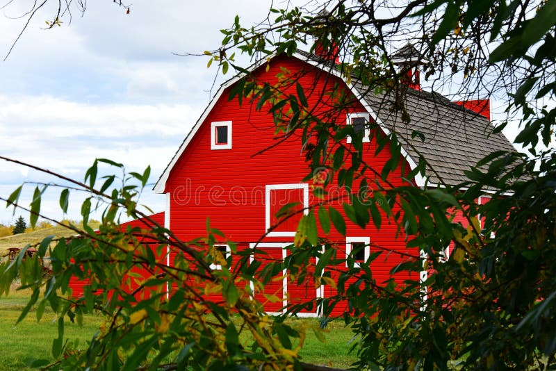 Large Red Agricultural Barn Stock Photo - Image of retro, frame: 160323552