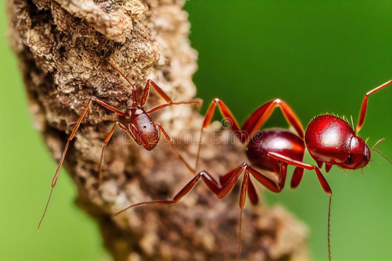 Large Red Ants Crawl Across Tree in Search of Food. Stock Illustration ...