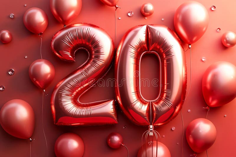Large Red Balloons with the Number 20 on Them Stock Illustration ...