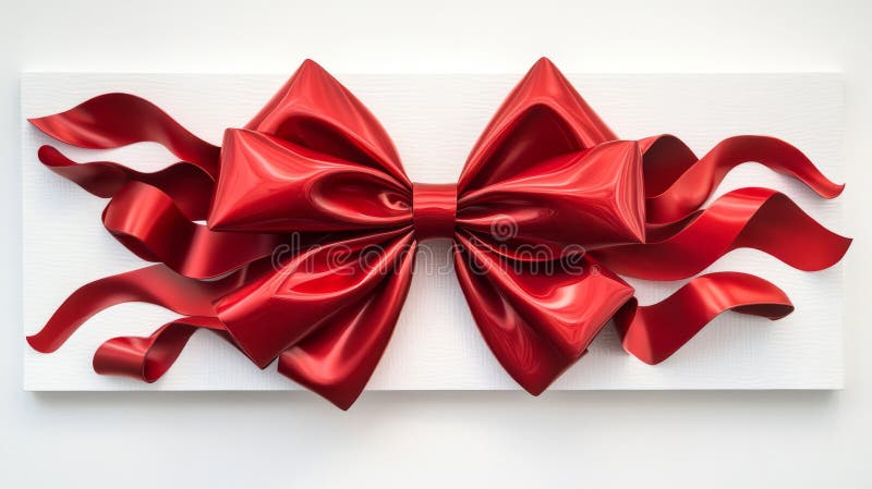 A Large Red Bow with Flowing Ribbons on White Stock Illustration ...