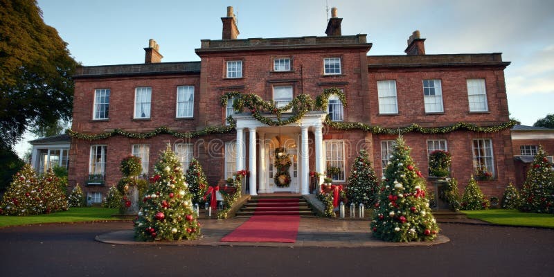 Large Red Brick Building with a Red Carpet Entrance Under Clear ...