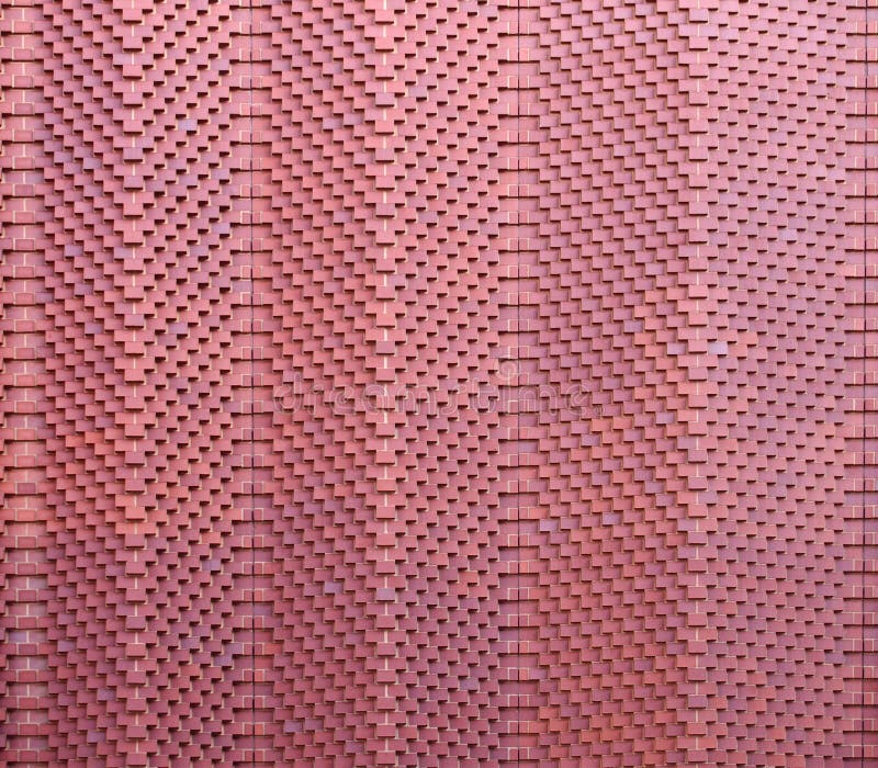 Large Red Brick Wall with Geometric Angular Repeating Patterns and Rows ...