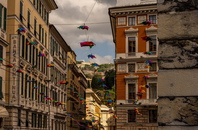 Large Red Building in the Streets of Genua, Italy Editorial Stock Image ...