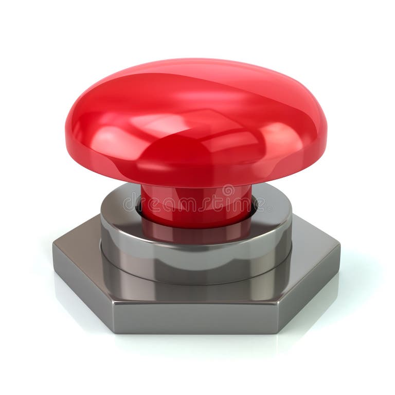 Large Red Button 3d Illustration Stock Illustration - Illustration of ...