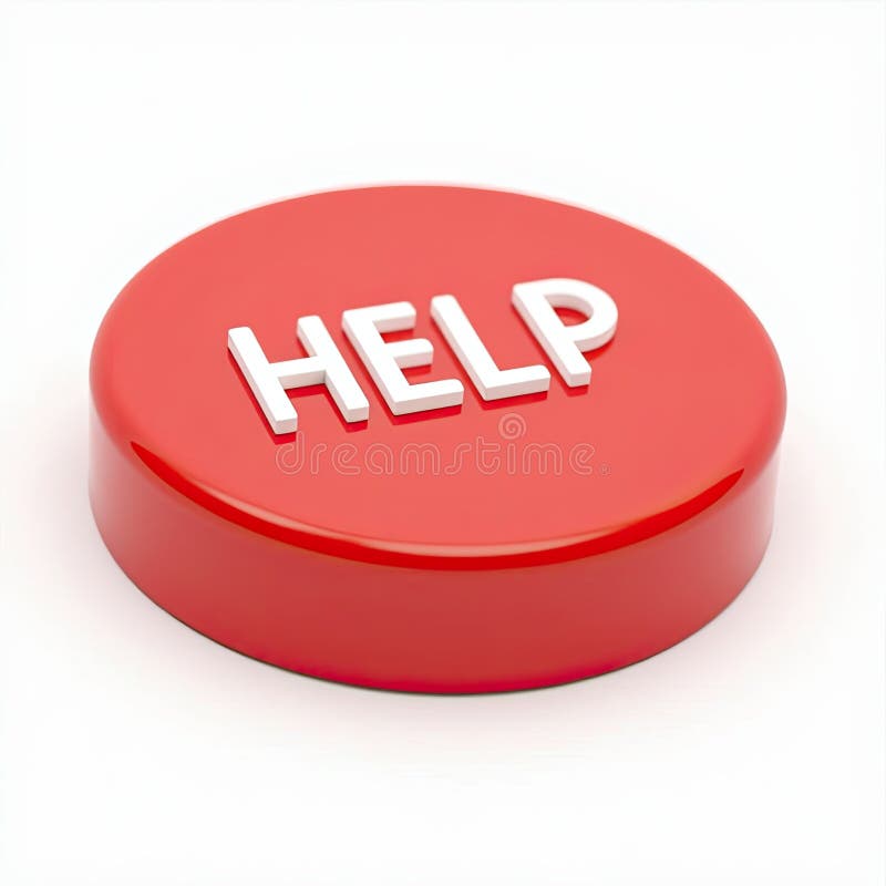 A Large Red Button with the Word HELP in Bold White Letters ...