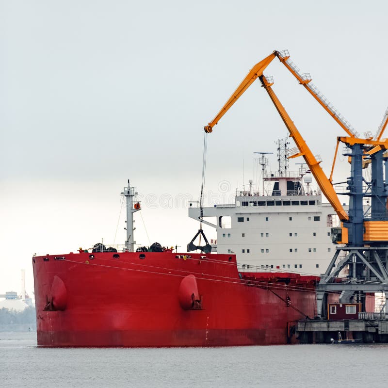 Large red cargo ship stock image. Image of marine, europe - 88470881