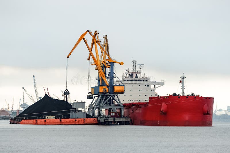Large red cargo ship stock image. Image of industry, logistic - 88608875