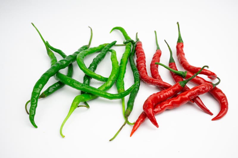 Large Red Chilies and Large Green Chilies. in Group. Typical Indonesian ...