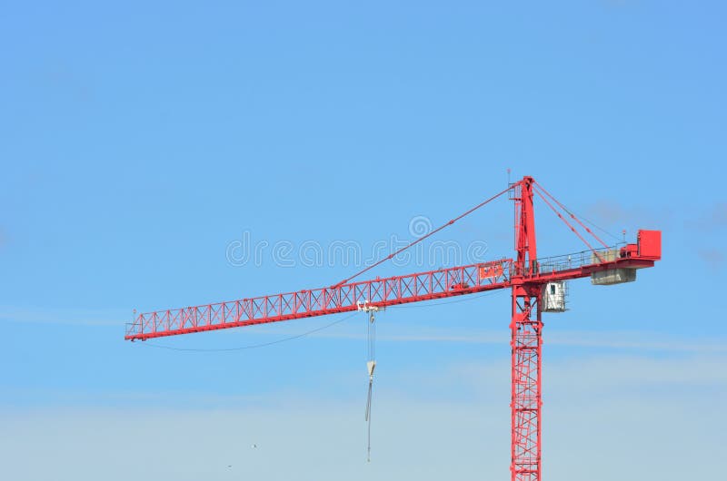 Large Red Construction Crane Stock Image - Image of tower, architecture ...